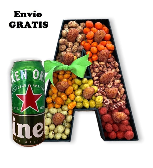 Letra de Madera con Botana Picosita y Cerveza - PERSONALIZADA