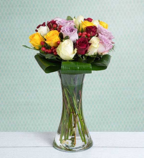 Buy now the Bouquet of Colorful 20 Roses - All Colors in One